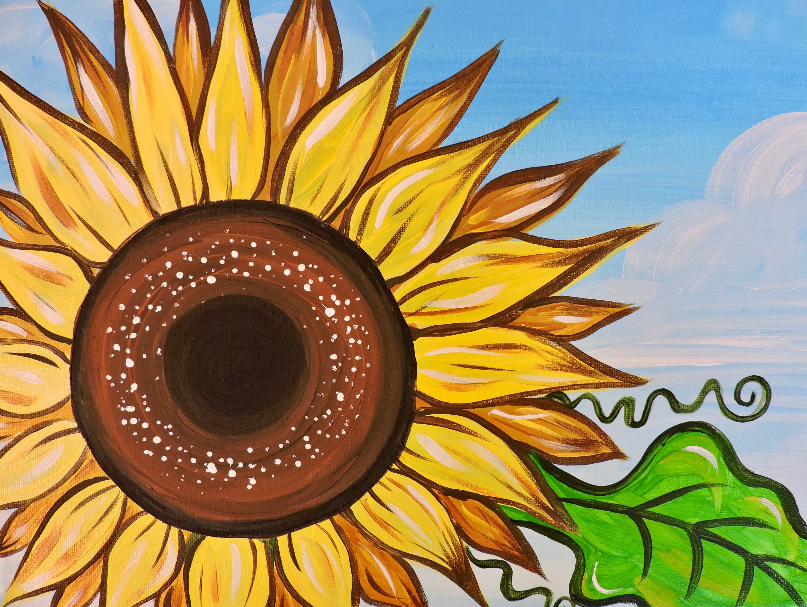 New video: Simple Sunflower – easy step by step acrylic painting tutorial for beginners – Skye ...