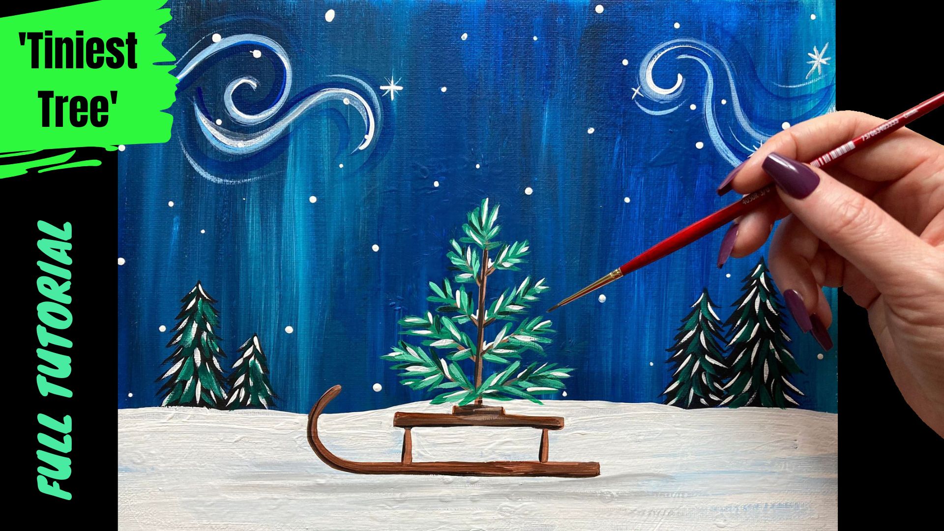 New video: 🌲EP135 – ‘The Tiniest Tree’ easy holiday winter acrylic painting tutorial for ...