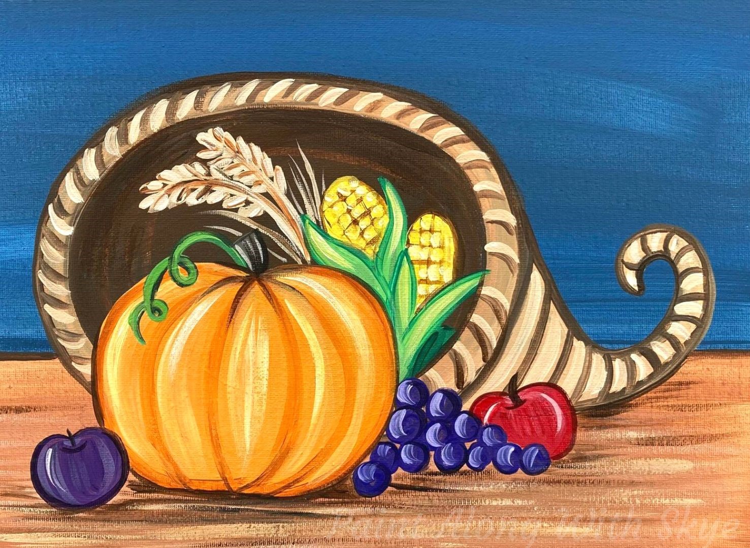🌾EP185- ‘Fall Feast’ easy acrylic cornucopia painting tutorial with ...