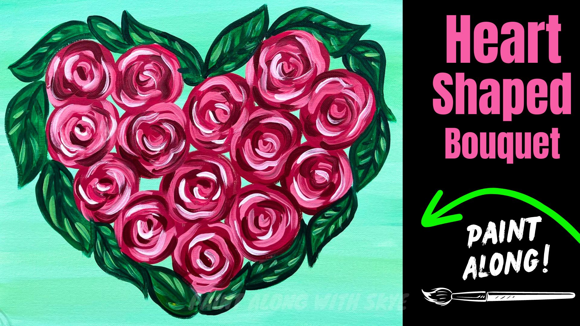 🌹Heart-Shaped Rose Bouquet – Valentine’s Day special easy step by step acrylic painting tutorial ...