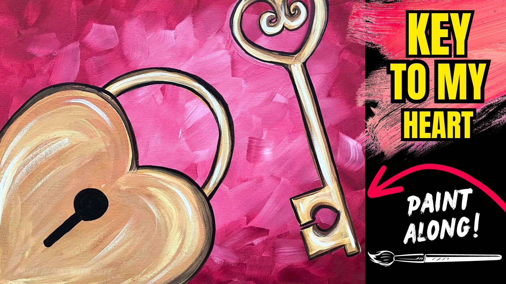 🔑EP194- ‘Key to My Heart’ easy Valentine’s Day acrylic painting ...