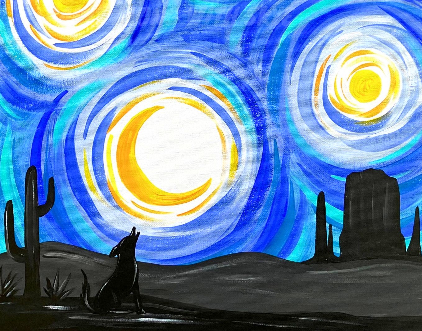 🏜️EP207 – ‘Starry Desert Night’ – easy acrylic painting tutorial for beginners Van Gogh inspired ...